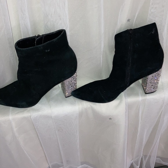 Betsey Johnson | Shoes | Betsy Johnson Booties Suede Rhinestone Heel ...